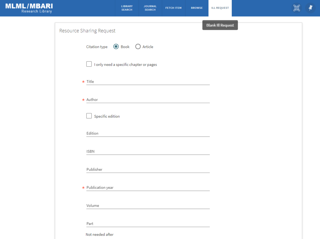 ILL – MLML/MBARI Research Library